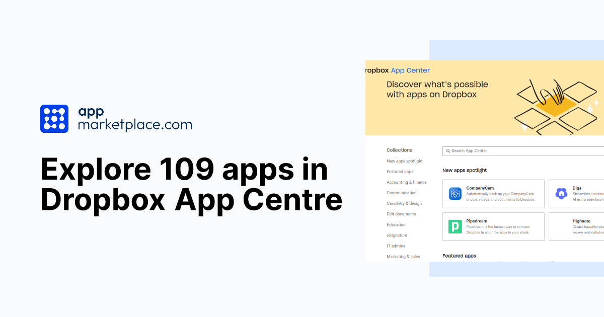 Explore 109 apps in Dropbox App Centre